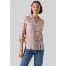 V&eacute;ro Moda VERO MODA Damen Hemdbluse "VMBUMPY L/S SHIRT NEW WVN GA NOOS", rosa, Gr. L, gestreift, Web, Obermaterial: 100% Viskose, Blusen, Viskose, regular fit