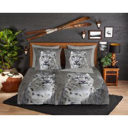 Good Morning Wendebettw&auml;sche &raquo;Chief&laquo; 2 Stk. Biber, 135x200, Winter, Warm, Rei&szlig;verschluss, Wendeoptik, Leopard grau Biber, Obermaterial: 100% Baumwolle