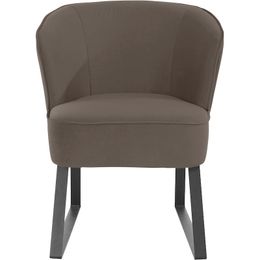 exxpo - sofa fashion Sessel &raquo;Americano, Loungesessel&laquo; mit Keder und Metallf&uuml;&szlig;en, Bezug in verschiedenen Qualit&auml;ten, 1 Stck. grau Samtvelours, B/H/T: 