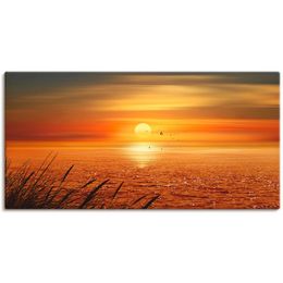 Artland Wandbild &raquo;Sonnenuntergang &uuml;ber dem Meer&laquo; Sonnenaufgang & -untergang 1 Stk. tlg. als Leinwandbild, Poster in verschied. Gr&ouml;&szlig;en orange Leinwand B/H/T: 