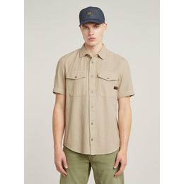 G-Star Raw G-STAR Herren Langarmshirt "Marine Slim Hemd", beige, Gr. XS, Obermaterial: 50% Baumwolle, 50% Baumwolle, Shirts
