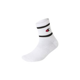 Champion Damen Socken, Gr. 39, wei&szlig;, Materialmix, geringelt, unifarben, Socken, 3er-Pack, mit Logoschriftzug, unifarben-geringelte Optik