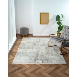 MyFlair Teppich &raquo;My Taste&laquo; rechteckig 10 mm H&ouml;he Kurzflor, Retro-Design, besonders weich durch Microfaser, mit Fransen beige Polyester B : 160cm 1 Stk., 10mm,