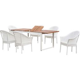 Merxx Garten-Essgruppe &raquo;Bamberg&laquo; Set, 7 tlg. inkl. 6 Stapelsessel, 1 Ausziehtisch Aluminium, Kunststoff B/H/T: 67cm x 83cm x 69cm