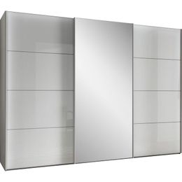 Wiemann Schwebet&uuml;renschrank &raquo;Kos&laquo; mit Spiegelt&uuml;r und Schattenfuge grau Glas, Holzwerkstoff B/H/T: 295,2cm x 236cm x 67cm, T&uuml;ren: 3 Stk.