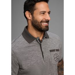 MAN'S WORLD MAN'S WORLD Herren Poloshirt, schwarz, Gr. 5XL, meliert, Single Jersey, Obermaterial: 100% Baumwolle, Shirts, Kurzarm, Regular Fit, melierte