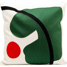 KARE Dekokissen &raquo;Art Line, Kissenh&uuml;lle mit F&uuml;llung, 50x50 cm&laquo; st&uuml;tzt Kopf und Nacken angenehm und sorgt f&uuml;r erholsamen Schlaf gr&uuml;n Baumwolle, Polyester, 