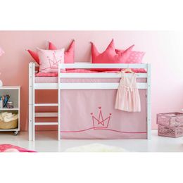 Hoppekids Hochbett &raquo;ECO Dream, Kinderbett, Spielbett, Halbhohes Bett aus Massivholz&laquo; inkl. Vorhang-Set Creator, Bettgr&ouml;&szlig;e & Matratze w&auml;hlbar rosa Kinderbett: 