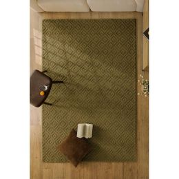 Wecon Home Teppich &raquo;Castello TWO&laquo; rechteckig 7 mm H&ouml;he Schurwolle, Kurzflor mit Hoch-Tief-Effekt, Wohnzimmer, Rautenmuster gr&uuml;n Schurwolle B : 160cm 1