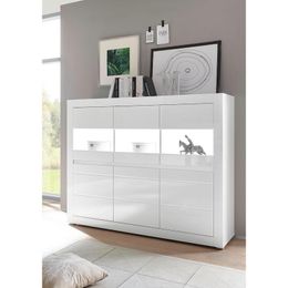 Home Affaire Highboard &raquo;Carat&laquo; Breite 164 cm, Blende in wei&szlig; und betonfarben im Lieferumfang wei&szlig; B/H/T: 164cm x 131cm x 42cm