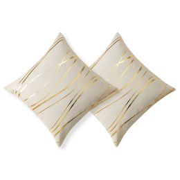OTTO home Kissenbezug &raquo;Prag&laquo; Wellen, Folienprint, modernes Kissen, Deko, Wohnzimmer, Schlafzimmer beige Polyester, Obermaterial: 100% Polyester B/L: 