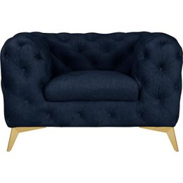 Home Affaire Chesterfield-Sessel &raquo;Glynis Sessel&laquo; aufw&auml;ndige Knopfheftung, moderne Chesterfield Optik, Fu&szlig;farbe w&auml;hlbar blau Struktur (100% Polyester);