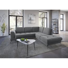 Sit & More sit&more Ecksofa &raquo;Bendigo L-Form&laquo; inklusive Sitztiefenverstellung, Bodenfreiheit 15 cm, in 2 Fu&szlig;farben grau B/H/T: 258cm x 87cm x 226cm, Samtoptik, 