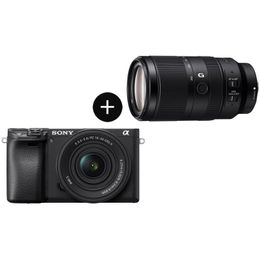 Sony Systemkamera &raquo;Set: SEL70350G Objektiv + Alpha 6400AKB APS-C&laquo; SEL-P16502, SEL-70350G, 24,2, Bluetooth NFC WLAN, inkl. 25 MP, 4K Video, 180&deg; Klapp-