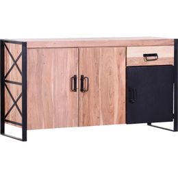 GUTMANN FACTORY Sideboard &raquo;Downtown&laquo; Kommode aus massivem Akazienholz mit Metallrahmen, Breite 150 cm schwarz Massivholz B/H/T: 150cm x 82cm x 50cm, 1 Stk., Akazie, 3