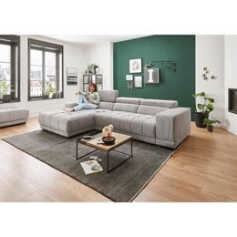 Die PlanBar Ecksofa &raquo;MP-IN15053 L-Form schmaler Schenkel&laquo; wahlweise mit Kopfteilverstellung und manueller Vorziehbank grau 88% Polyester; 12% Polyamid