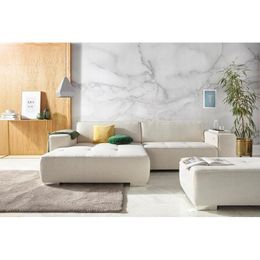 OTTO home Ecksofa &raquo;Sapporo L-Form&laquo; wahlweise Schlaffunktion oder Sitztiefenverstellung, Federkern beige Struktur fein (100% Polyester);Luxus-