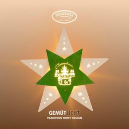 Weigla Dekostern &raquo;LED Oh Tannenbaum, Fensterbild, WEIẞ-GR&Uuml;N, Made in Germany&laquo; Erzgebirge garantiert, Weihnachtsdeko Innen, Weihnachtsbeleuchtung beige 