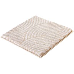 Kleine Wolke Badematte &raquo;Calma, Badvorleger, Badezimmer Teppich&laquo; H&ouml;he 30 mm rutschhemmend beschichtet fu&szlig;bodenheizungsgeeignet Badteppich, Wellen Design beige 