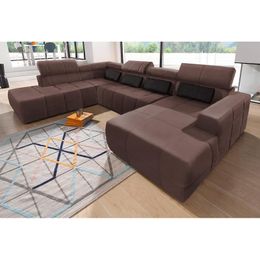 DOMO collection Wohnlandschaft &raquo;BRANDON whlw. mit Sitztiefenverstellung, whlw. Nierenkissen&laquo; mit Kopfteilverstellung, wahlweise Sitztiefenverstellung,