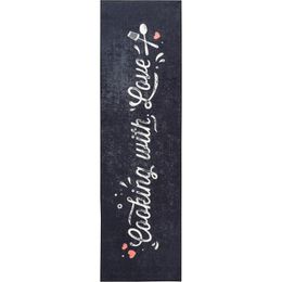 Sehrazat K&uuml;chenl&auml;ufer &raquo;CAIMAS 3011&laquo; rechteckig 6 mm H&ouml;he Bedruckt schwarz Polyester B : 50cm 1 Stk., 6mm, L: 180cm