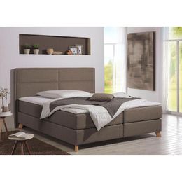Home Affaire Boxspringbett &raquo;Caria&laquo; in 5 Breiten, 3 Matratzen-Ausf&uuml;hrungen, 2 H&auml;rtegraden, Topper braun Strukturstoff-Bezug (100% Polyester);