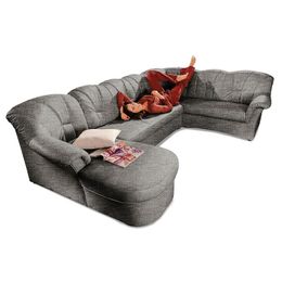 DOMO collection Wohnlandschaft &raquo;Papenburg, zeitlose R&uuml;ckensteppung, elegante Formensprache, U-Form&laquo; in gro&szlig;er Farbvielfalt, wahlweise mit Bettfunktion
