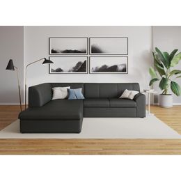 DOMO collection Ecksofa &raquo;Topper zeitlos elegant, kompakte Stellma&szlig;eL-Form&laquo; mit Ottomane, wahlweise mit Schlaffunktion grau B/H/T: 237cm x 78cm x 200cm