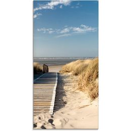 Artland Glasbild &raquo;Nordseestrand auf Langeoog - Steg&laquo; Strand 1 Stk. tlg. in verschiedenen Gr&ouml;&szlig;en beige B/H/T: 50cm x 100cm, Glasbild Strand, 1 Stk.