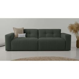 OTTO home 3-Sitzer &raquo;Tapley&laquo; Breite 220 cm,Boucle, Struktur fein, mit Knopfsteppung, bodentief gr&uuml;n 100% polyester B/H/T: 220cm x 73cm x 93cm, Struktur