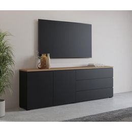 OTTO home Sideboard &raquo;Modo, Breite 200 cm, moderne grifflose Kommode 2T&uuml;ren/3 SK&laquo; Schubladenkommode mit viel Stauraum, Einlegeb&ouml;den verstellbar 