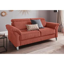 Sit & More sit&more 2,5-Sitzer &raquo;Arngast&laquo; inklusive Federkern und Kopfteilverstellung orange B/H/T: 186cm x 84cm x 93cm, Luxus-Microfaser, R&uuml;ckseitemit Stoff 