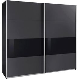 wimex Schwebet&uuml;renschrank &raquo;Bramfeld Kleiderschrank&laquo; mit Glaselementen und zus&auml;tzlichen Einlegeb&ouml;den schwarz B/H/T: 225cm x 208cm x 64cm, T&uuml;ren: 2 Stk.