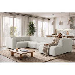 OTTO home Wohnlandschaft &raquo;Merid U-Form, B: 367 cm&laquo; jederzeit durch Module erweiterbar beige Struktur fein (100% Polyester);Samtoptik (100% Polyester);