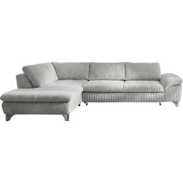 Die PlanBar Ecksofa &raquo;Ottomane MP-IN14007 L-Form, Breite 306 cm&laquo; wahlweise mit Schlaffunktion und verstellbaren Kopfst&uuml;tzen, in Cord grau 100% 
