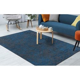 Kayoom Teppich &raquo;Kalevi 200&laquo; rechteckig 8 mm H&ouml;he Flachgewebe blau Polyester B : 80cm 1 Stk., 8mm, L: 150cm