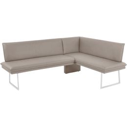 K+w Komfort & Wohnen K+W Komfort & Wohnen Eckbank mit Sattlernaht und schmaler Kufe, langer Schenkel rechts oder links grau B/H/T: 86cm x 60cm, Leder Longlife BRONCO, 