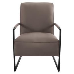 K+w Komfort & Wohnen K+W Komfort & Wohnen Cocktailsessel mit bezogenen Armlehnen, Gestell in Metall schwarz Struktur braun Microfaser 1, B/H/T: 62cm x 77cm x 83cm