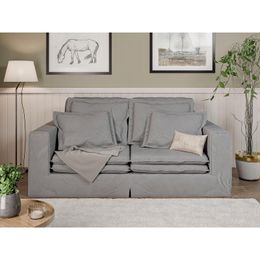 Home Affaire 3-Sitzer &raquo;ALISSAS BIS mit vielen Kissen, Biesen an den Kissen,&laquo; Hussen-Optik, kleine Taschen an der Seite zum Verstauen grau 92% 