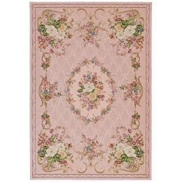 Theko Teppich &raquo;Flomi Floral&laquo; rechteckig 3 mm H&ouml;he gewebt, Blumen Design, ideal im Wohnzimmer & Schlafzimmer rosa Baumwolle, Kunstfaser B : 70cm 1 Stk.