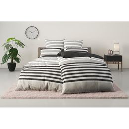 OTTO home Bettw&auml;sche &raquo;Majoran&laquo; 2 gestreifte Bettw&auml;sche, Marke H.I.S by OTTO home grau Linon, Obermaterial: 100% Baumwolle B/L: 155cm x 220cm, 1 Stk., 