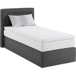 Westfalia Schlafkomfort Boxspringbett wahlweise mit Bettkasten und Topper grau Microvelours Mit Kaltschaum-Topper, ohne Bettkasten, Liegefl&auml;che B/L: 90cm x 200cm, H2 + H2, 7-