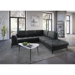 Sit & More sit&more Ecksofa &raquo;Bendigo L-Form&laquo; inklusive Sitztiefenverstellung, Bodenfreiheit 12 cm, in 2 Fu&szlig;farben schwarz B/H/T: 258cm x 84cm x 226cm, NaturLEDER