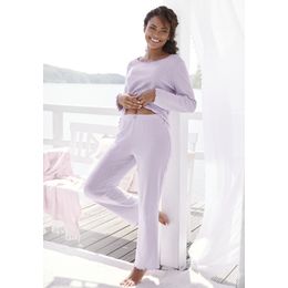 Damen Pyjama, VIVANCE DREAMS BY LASCANA, Gr. 48, rosa, Jersey, Obermaterial: 100% Baumwolle, Homewear-Sets, mit romantischem Ajour Muster