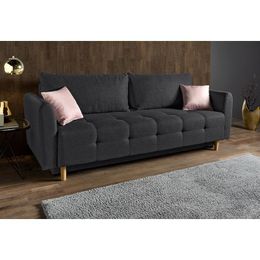 Home Affaire Schlafsofa &raquo;Nordic, B: 219 cm, Liegel. 137x195 cm&laquo; Schlaffunktion, Bettkasten & 2 Zierkissen, Federkern grau Struktur (100% Polyester);