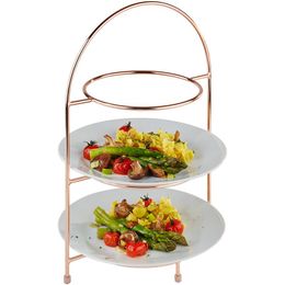APS Servier-Set &raquo;Serviergestell&laquo; Kupferoptik, f&uuml;r 3 Teller braun Metall B/H/L: 29cm x 43cm x 19,5cm
