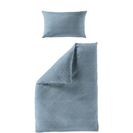 Bierbaum Bettw&auml;sche &raquo;Chic Uni&laquo; 2 Stk. Schickes Unidesign: Modern und elegant f&uuml;r jedes Schlafzimmer blau Seersucker, Obermaterial: 100% Baumwolle B/L: