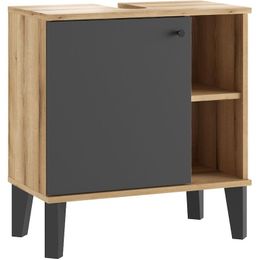 Home Affaire Waschbeckenunterschrank &raquo;Oslo, Waschtisch mit Knopfgriff, Badschrank im skandinavischen Design&laquo; in der T&uuml;rfarbe Wei&szlig; oder Grau verf&uuml;gbar,