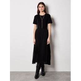 Apricot Damen Midikleid "Kleid im Materialmix", schwarz, Gr. 40, uni, Strick, Obermaterial: 80% Viskose CV. 20% Nylon NY., Kleider, mit