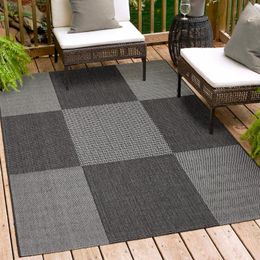 ANDIAMO Teppich &raquo;ARIZONA1&laquo; rechteckig 5 mm H&ouml;he Flachgewebe, kariertes Muster, In- und Outdoor geeignet, wetterfest grau Kunstfaser B : 133cm 1 Stk., 5mm, L: 